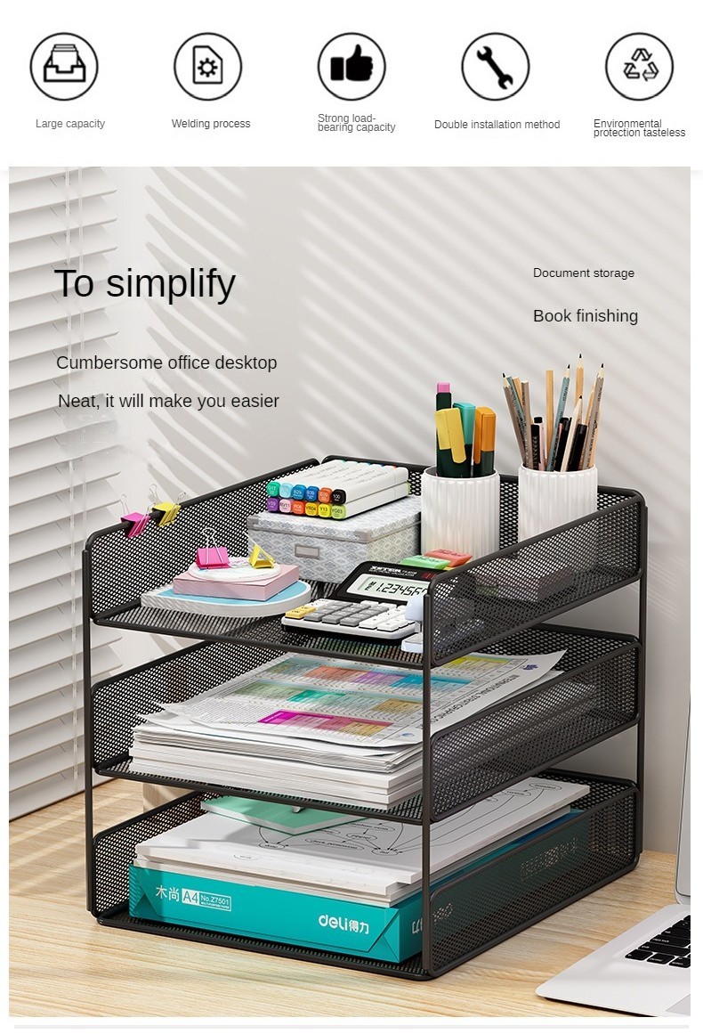 Desk Shelf File Storage Rack Book A4 Paper Storage Box Office Bookshelf ...