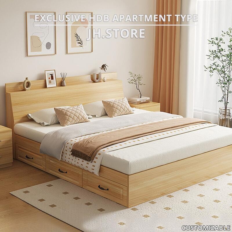 Tatami Bed Frame HDB Large Capacity Storage Bed Drawer Type Floor Bed ...