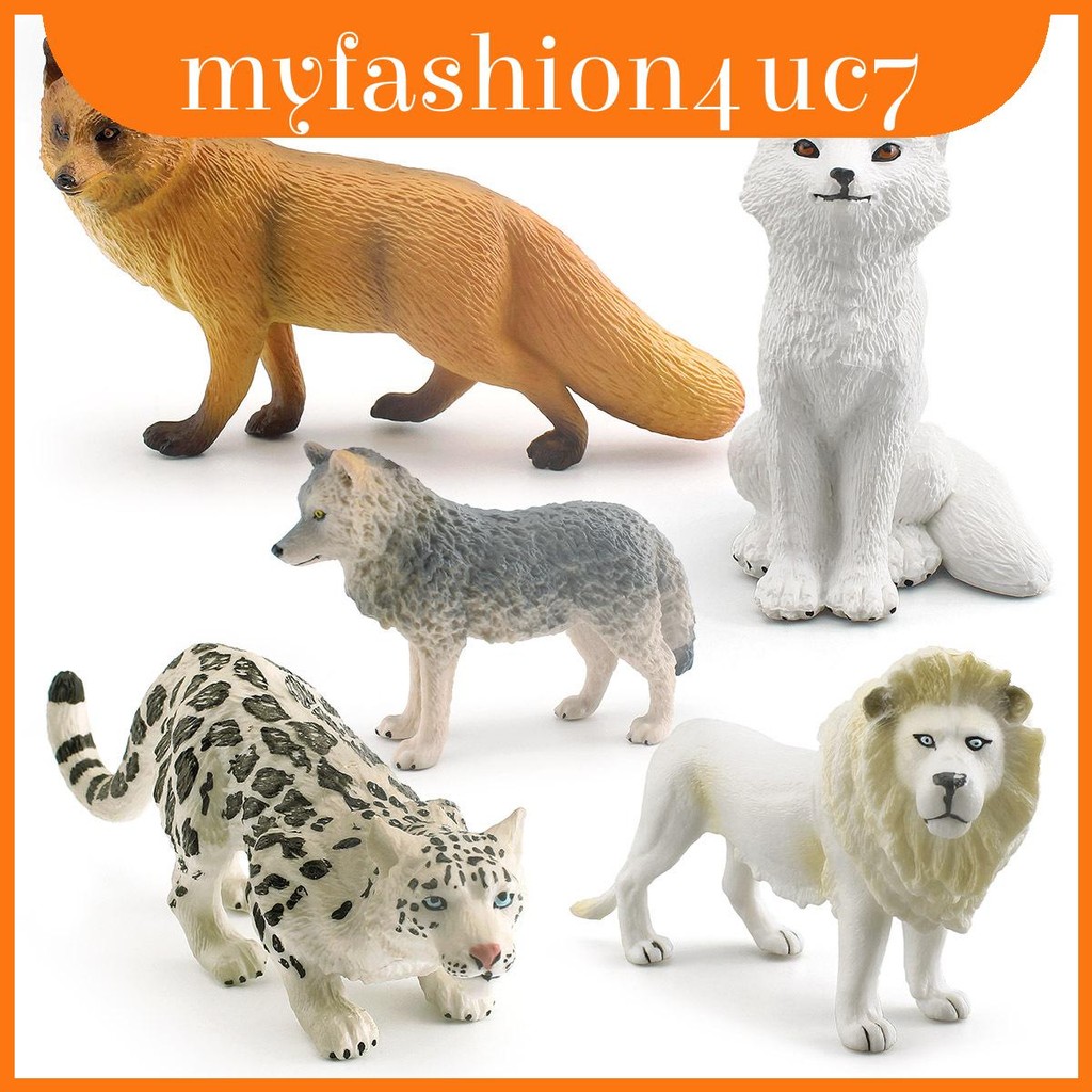 Animal Plastic Lifelike Models Gray Wolf Red Fox Arctic Snow Leopard ...