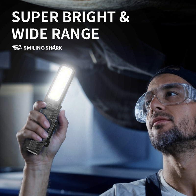 SMILING SHARK LED Headlight Torchlight Magnet Work Light 4Mode Type-c ...