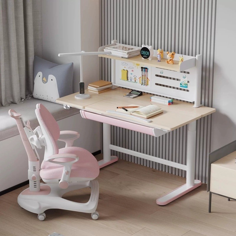 Children's Study Table Electric Lifting Desk Solid Wood Primary School ...