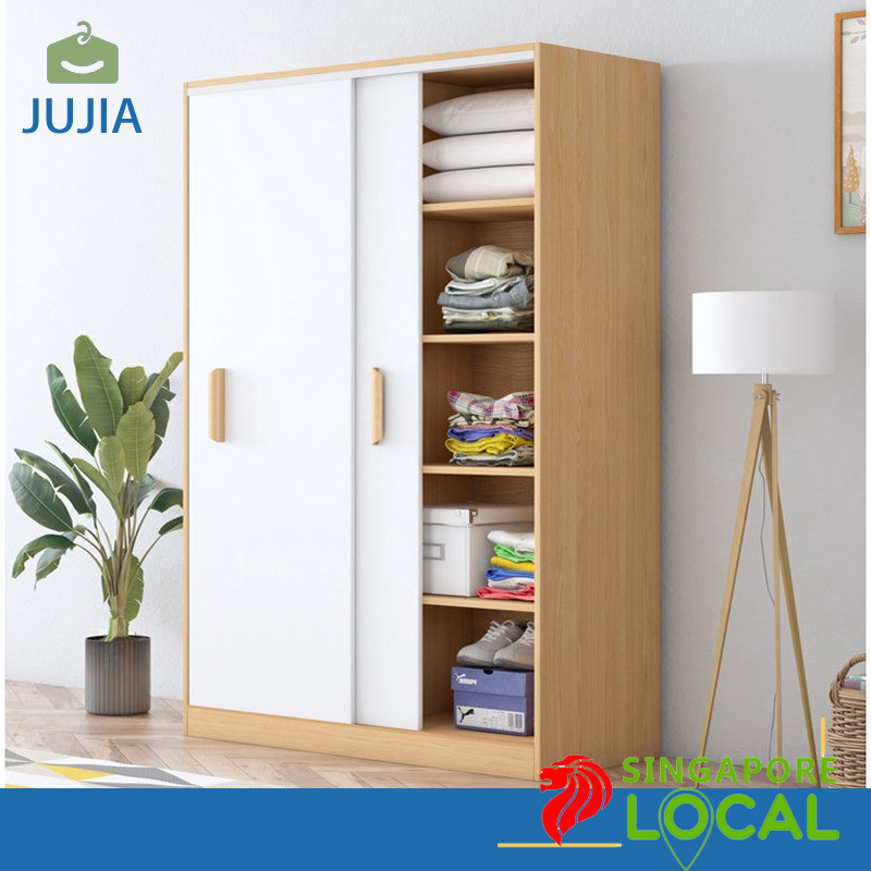 JUJIA Sliding Door Wardrobe Solid Wood Panel Simple Storage Cabinet ...