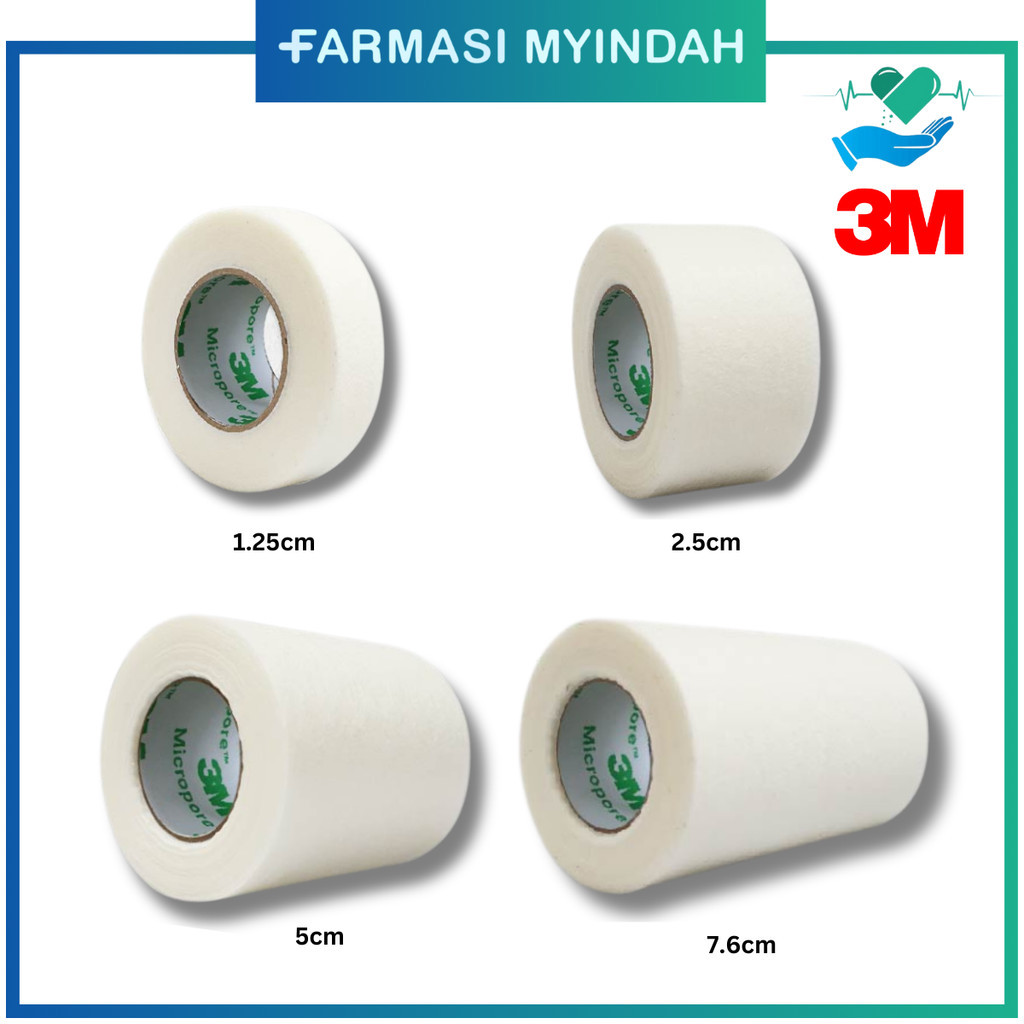 3M Micropore Surgical Tape (Tape Only) 1 Roll (1.25cm/ 2.5cm/ 5cm/ 7.6cm) | Shopee Singapore