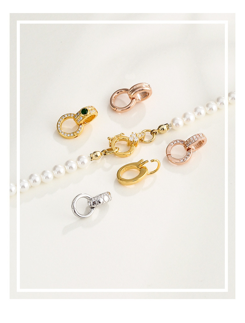 925 Sterling Silver Universal Buckle Double Ring Buckle Pearl ...