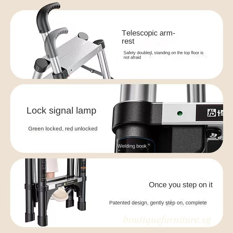 Folding Onekey Telescopic Step Ladder Portable Aluminum Alloy Foldable ...