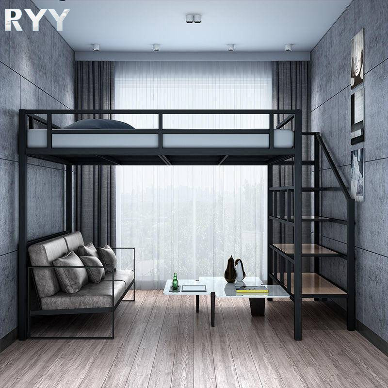 RLY Nordic Table High and Low Iron Frame Sheet Upper Layer Adult Small Apartment Loft Bed Multi ...
