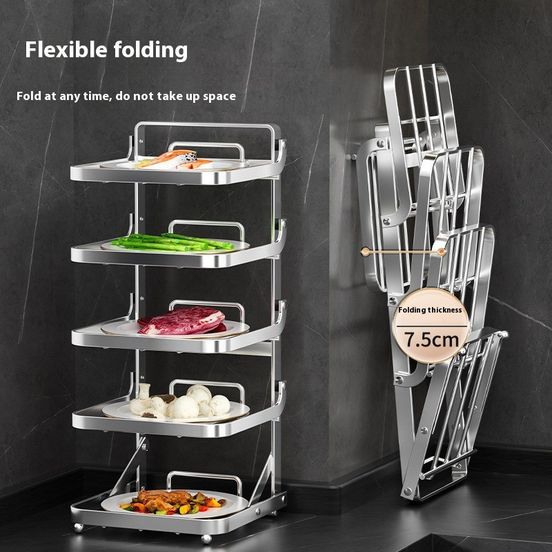 Vegetable Storage Rack Wall Mounted Foldable Kitchen Countertop Pull ...