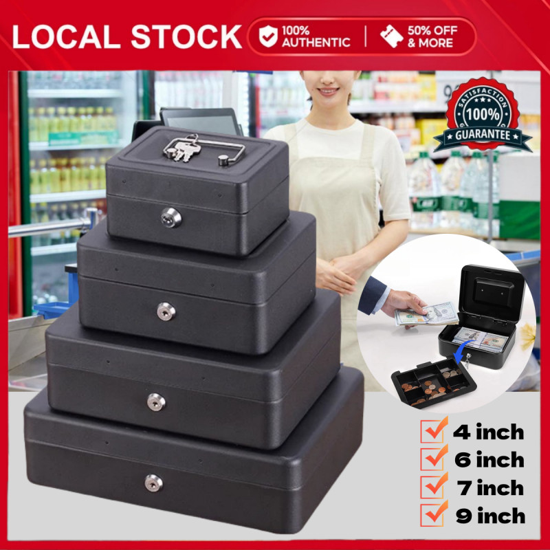 Cash Box with Lock and Money Tray Money Box Portable Safe Box Removable ...
