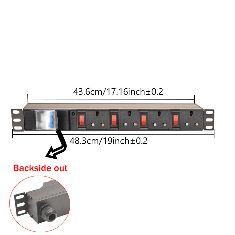 19inch Server Rack PDU power strip power distribution unit, 4 Socket UK ...