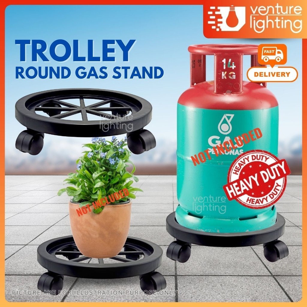 4 RODA-PVC Round Gas Stand Roller With Wheels Kaki Roda Tong Gas Roller ...