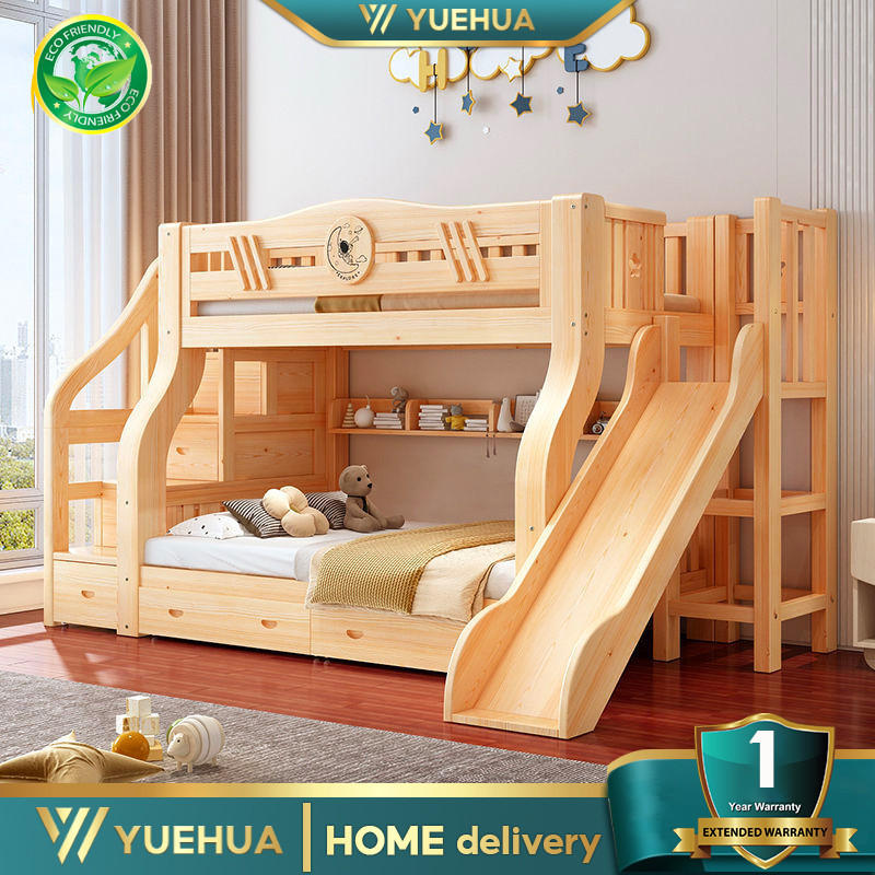 Double bed with upper and lower bunks, two high and low beds, small ...
