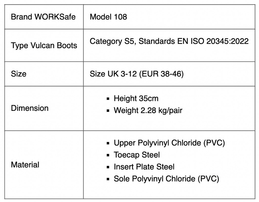 WORKSafe PVC Vulcan Boots with Steel Toecap, Waterproof Anti-Slip ...
