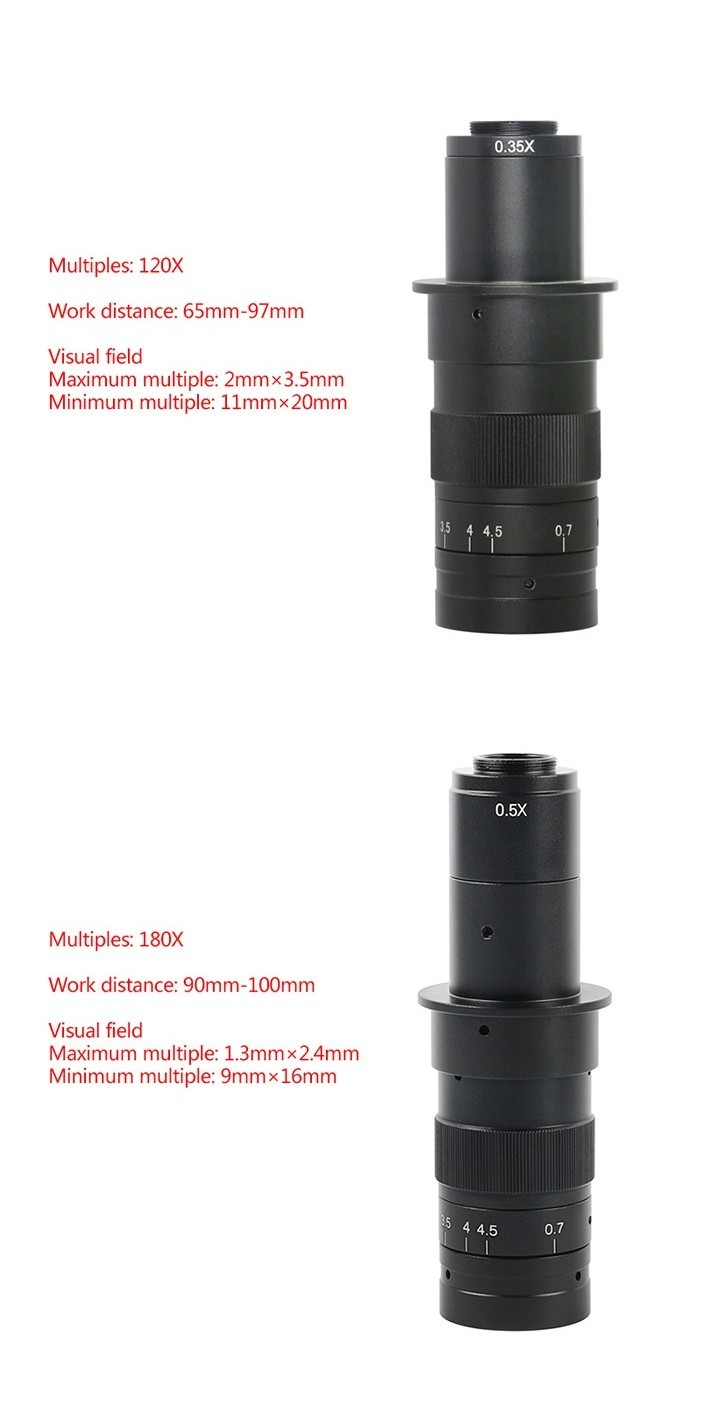 180X 120X 300X Zoom C-mount Lens microscopio Barlow Auxiliary Objective ...