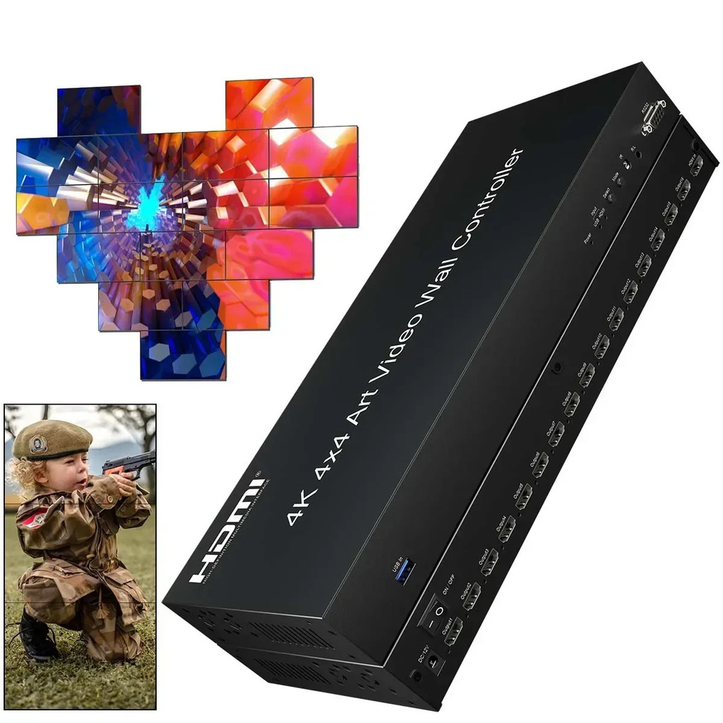 4K 4x4 Art Video Wall Controller USB 3.0 HDMI LED TV Splicer Box 1 In 2 ...