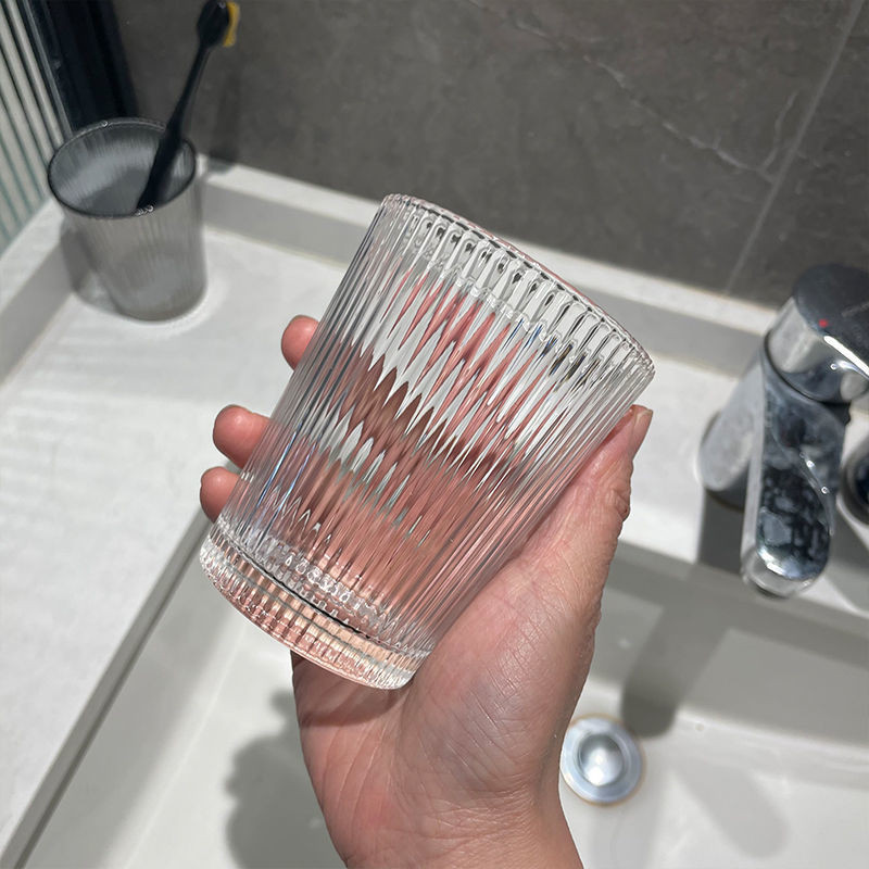 Simple Ins Japanese Striped Light Luxury Cup Glass Gargle Cup Retro ...