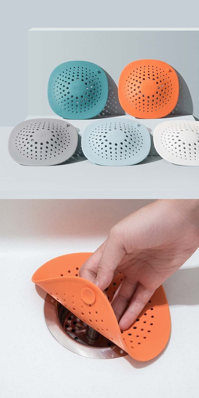 Silicone Drain Protector with Sucker / Sink Strainer Shower Hair ...
