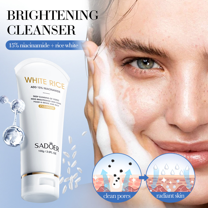 ROREC SADOER White Rice Nicotinamide Brightening Cleanser Deep Cleaning Of Pores Foam Is Dense ...