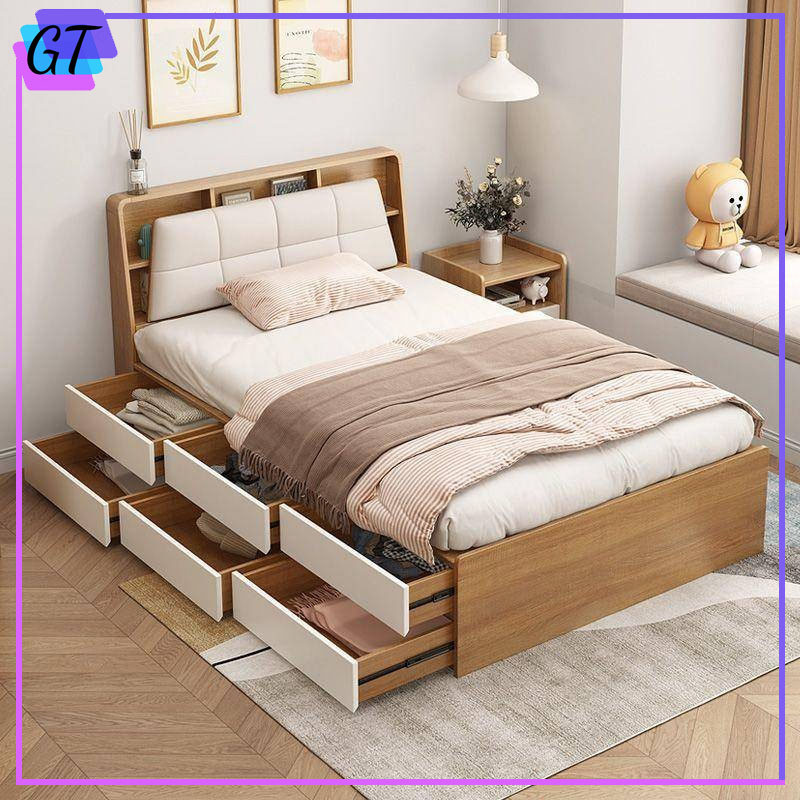 Bed Single 1.2m Small Size Children 1m1.35m High Box 1.5m Drawer Soft ...