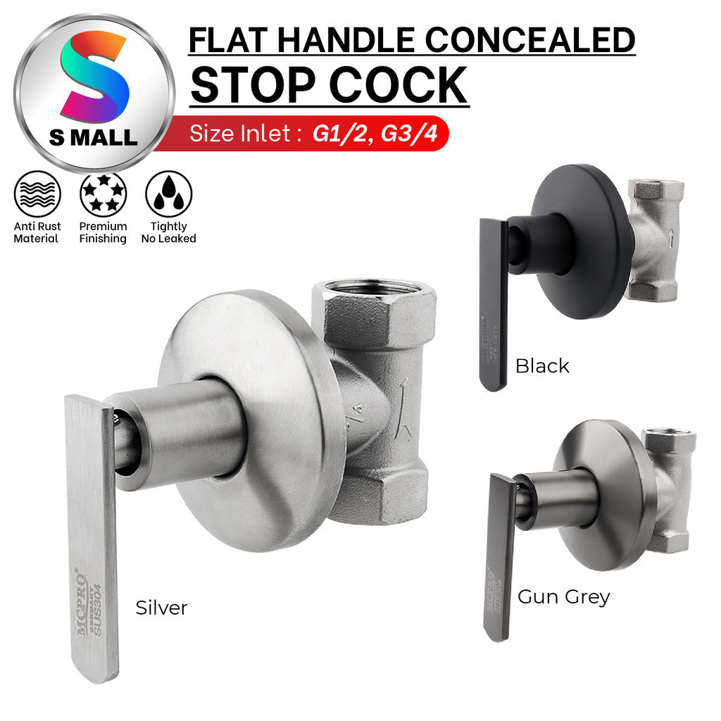 MCPRO Shower G1/2" G3/4" Flat Handle CONCEALED STOP ANGLE VALVE Control ...