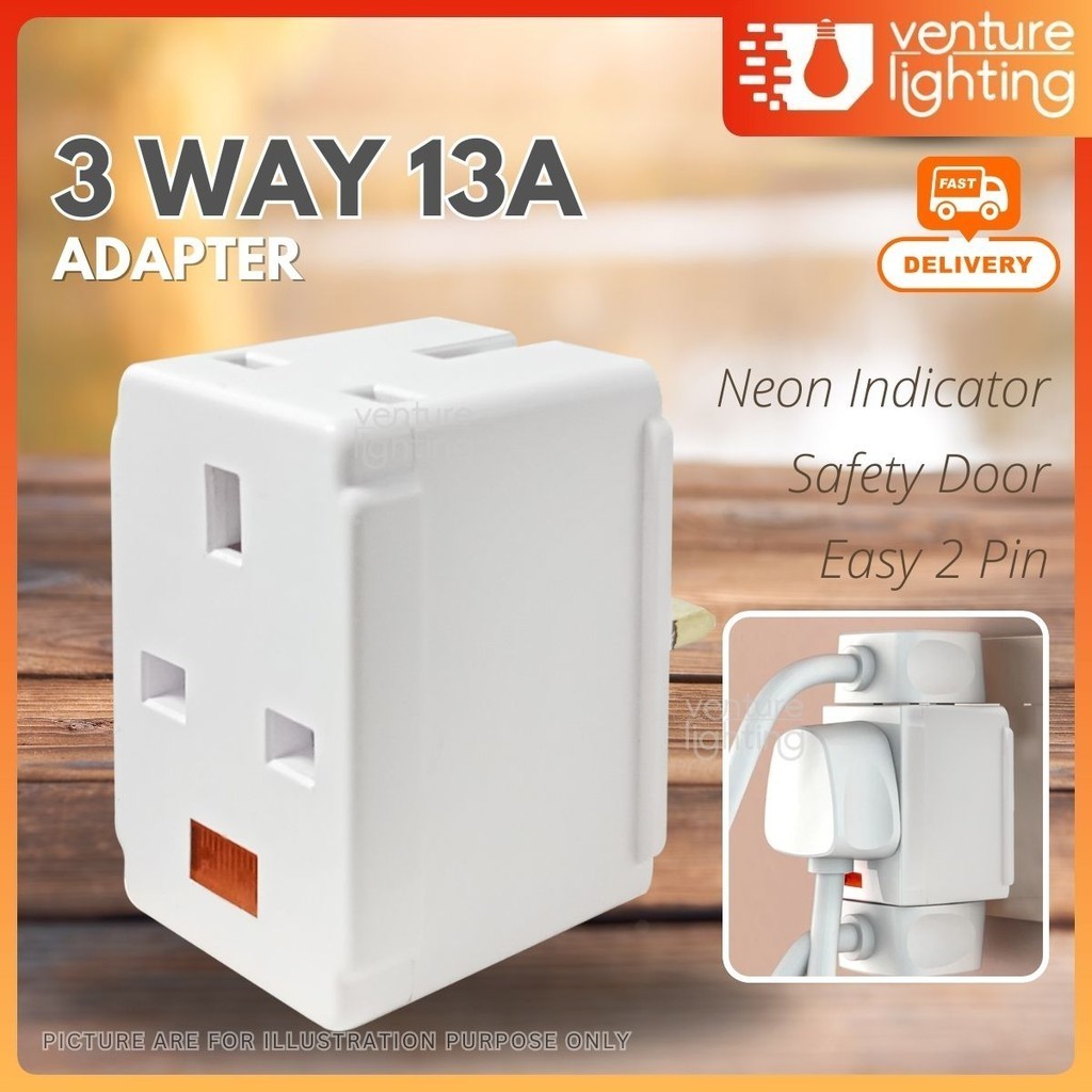 GB 3 Way Adapter 13A 3 pin Plug Adaptor Extension Socket Extension Plug ...