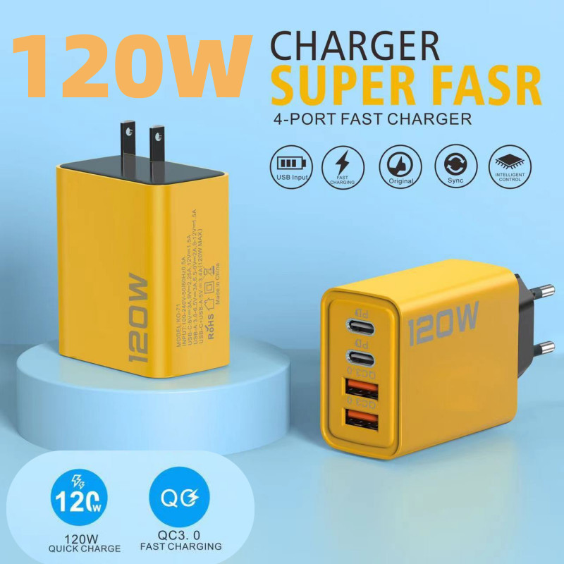 4 IN 1 Fast Charger 120W USB and Type-c Phone Charging Adapter Suitable ...