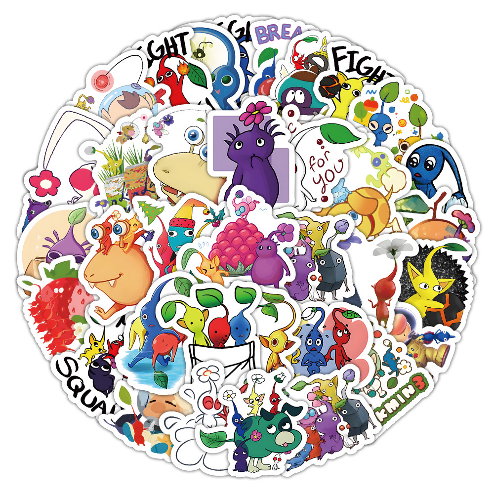 100PCS Cute Plant Pikmin Doodle Stickers - Adventure-Themed Decals for ...