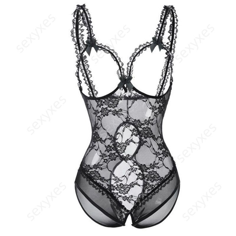 Women's Sexy Lingerie Open Bust Teddy Backless Bodysuit Onesie Full ...