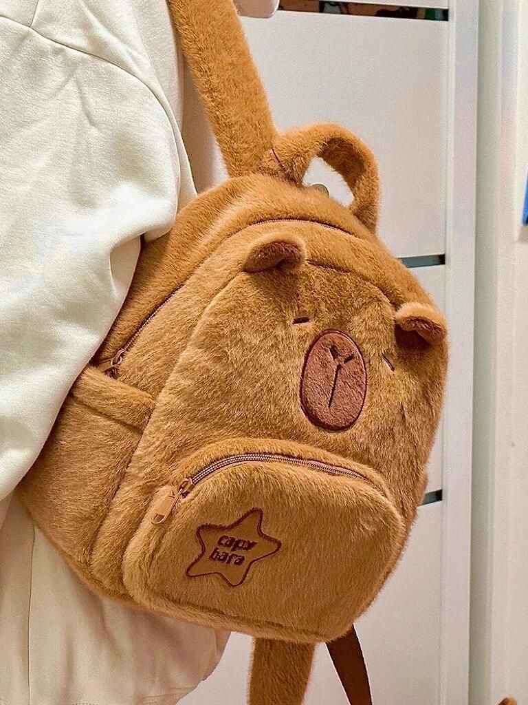 2024 New Capabala Plush Capybara Backpack Cute All-Match Furry Bag ...