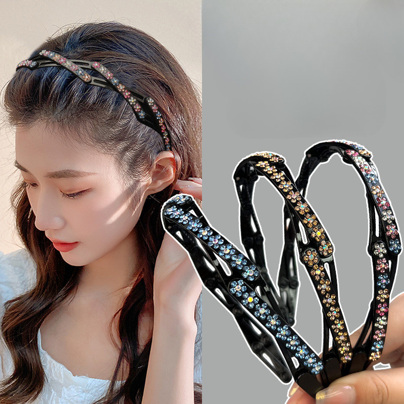 【Magpie】Rhinestone Flower Folding Headband for Women, Portable Out-and ...