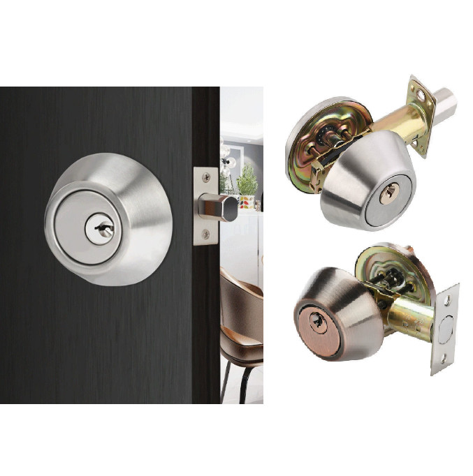 Single Cylinder Deadbolt Lock Door Security Thumb Turn Lockset Tombol ...