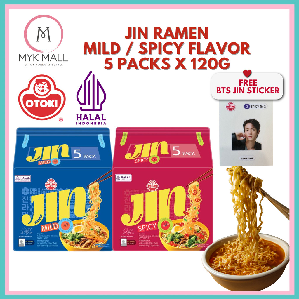 Korean Otoki Jin Ramen Mild / Spicy (HALAL) 5packs x 120g | Shopee Singapore