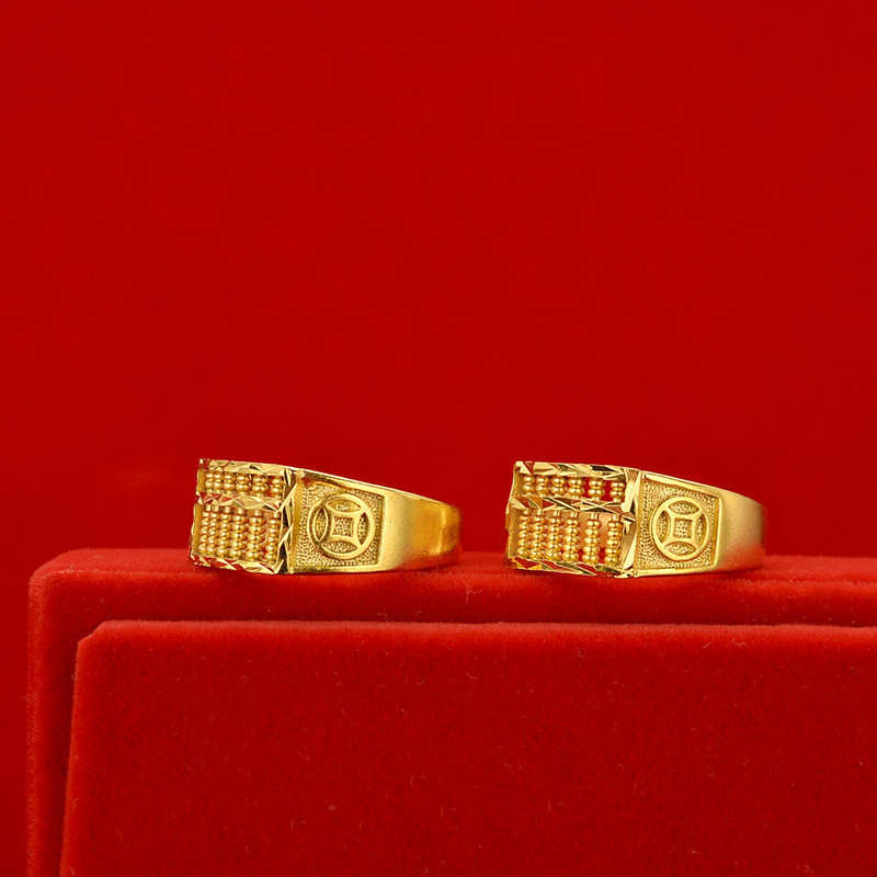 dada jewelry pure 916 gold ring lucky abacus open ring men's and women ...