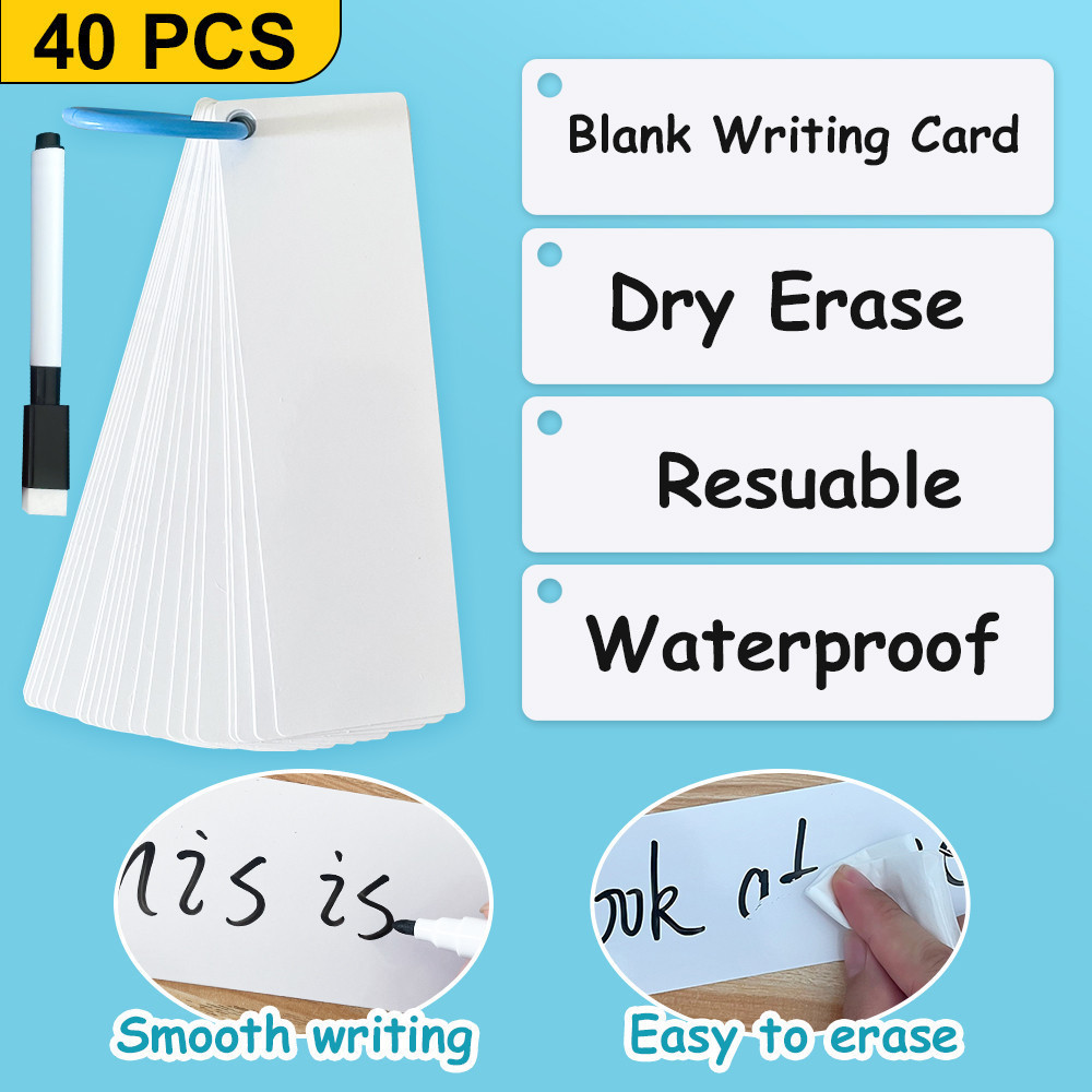 40Pcs Erasable Reusable DIY Blank Cards for Kids Puzzle Game Alphabet ...