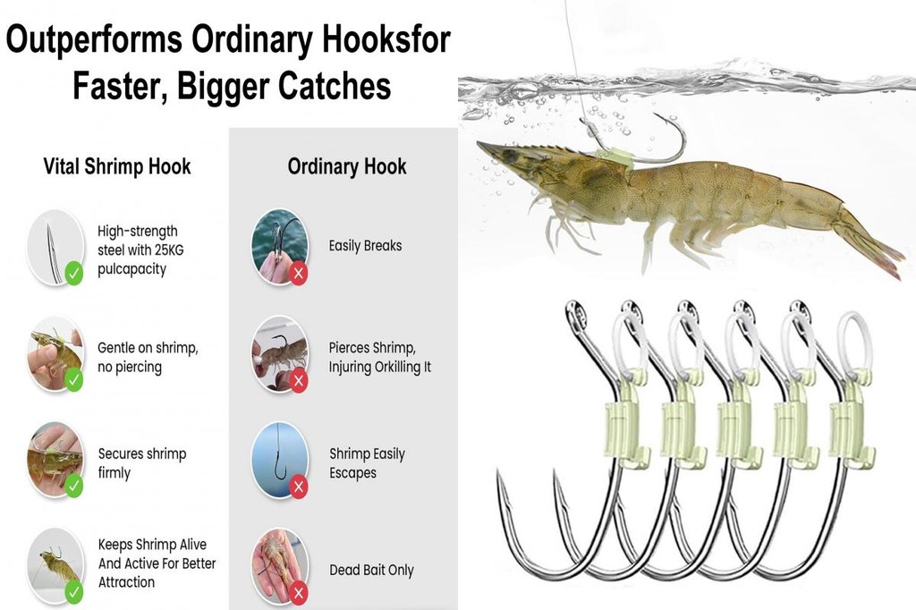 COLD Glow-in-the-dark Fishing Hooks Live Shrimp Hook 5/15/25pcs Live ...