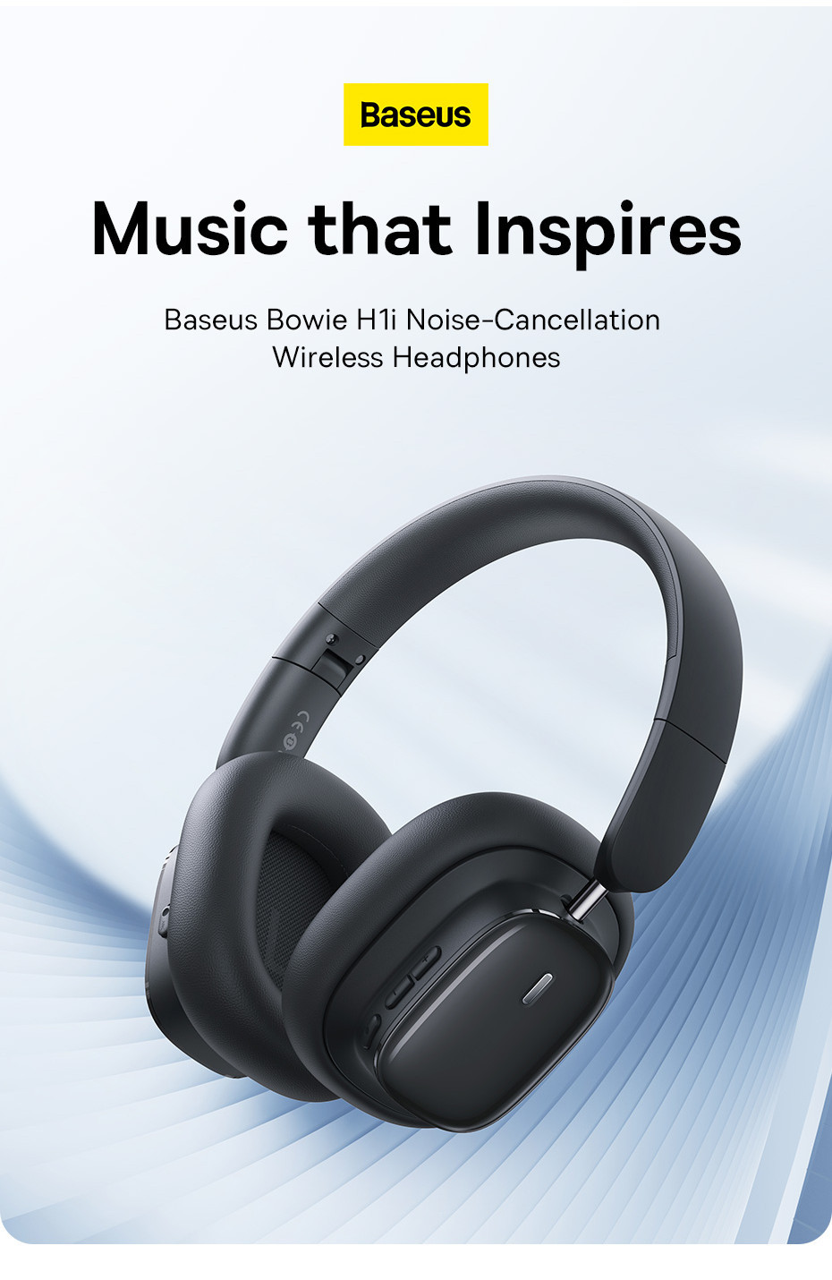 Baseus H1i Bluetooth Headphones ANC Bluetooth 5.3 Headsets Wireless ...