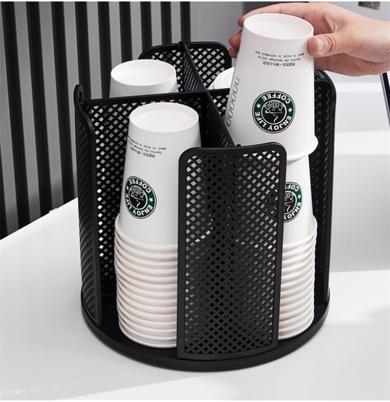 【IN Stock】Countertop Cup Dispenser 360° Rotatable 4 Compartment ...