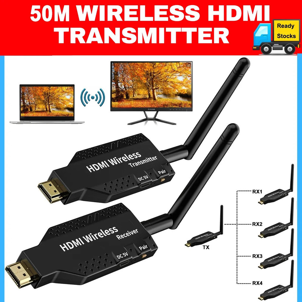50m Wireless HDMI Extender Same Screen Display Adapter Video ...