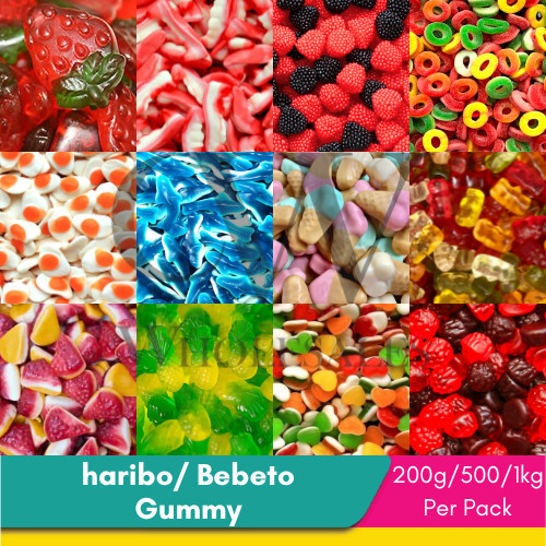 Halal Viral Gummy Assorted Flavors Bebeto Jellopy Haribo 200g 500g 1kg | Shopee Singapore