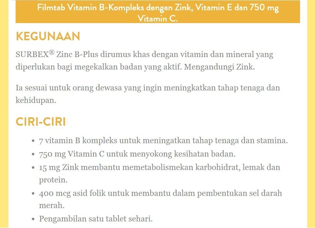 [Expiry:2026] Abbott Surbex Zinc B Plus 60 Tabs (Multivitamin mineral ...