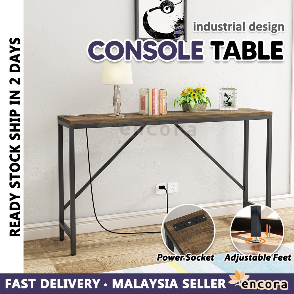 Encora Industrial Wooden Console Table Hallway Table Meja Konsol Meja ...