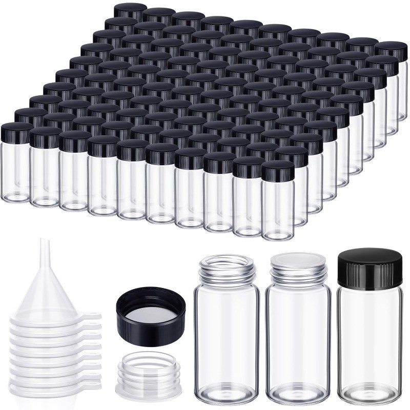 100 Pack 20 ml Glass Vials Clear Small Empty Glass Sample Bottles with ...