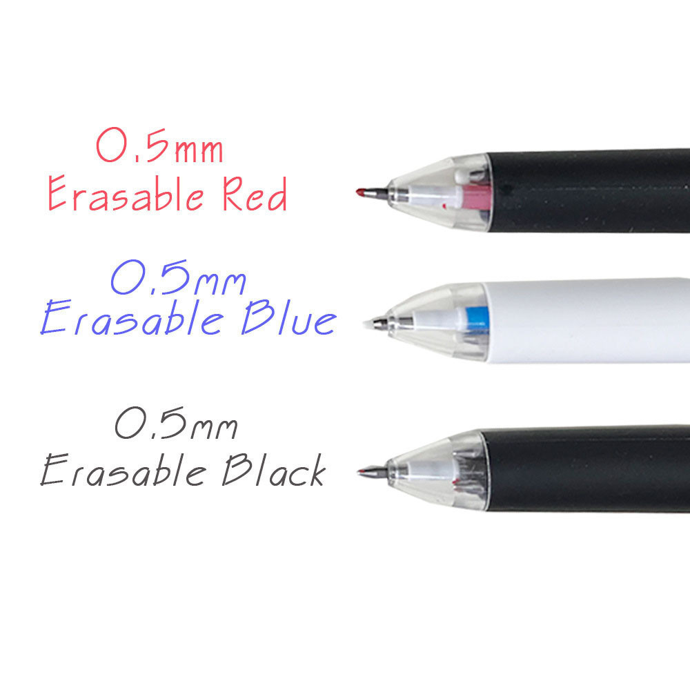 3 in 1 Multi Color Press Erasable Pen 0.5mm Red, Black and Blue Three ...