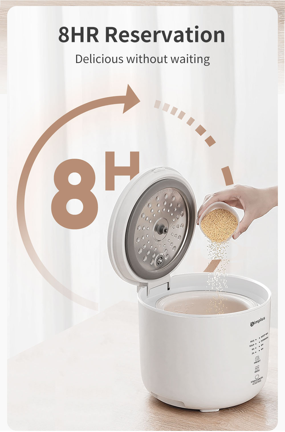 Simplus 2L Mini Rice Cooker For 2-4 People Use 24H Keep Warm 4 Cooking ...