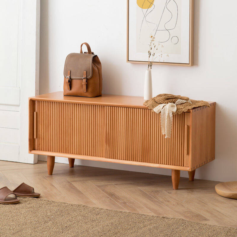 Solid Wood Shoe Changing Stool Japanese Long Stool Pine Storage Stool ...