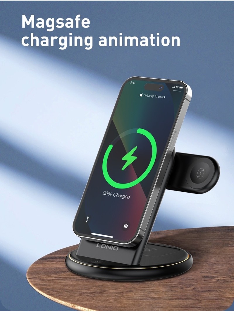 LDNIO 5 In 1 Wireless Charger WL02 15W Magnetic Wireless Charger Fast ...