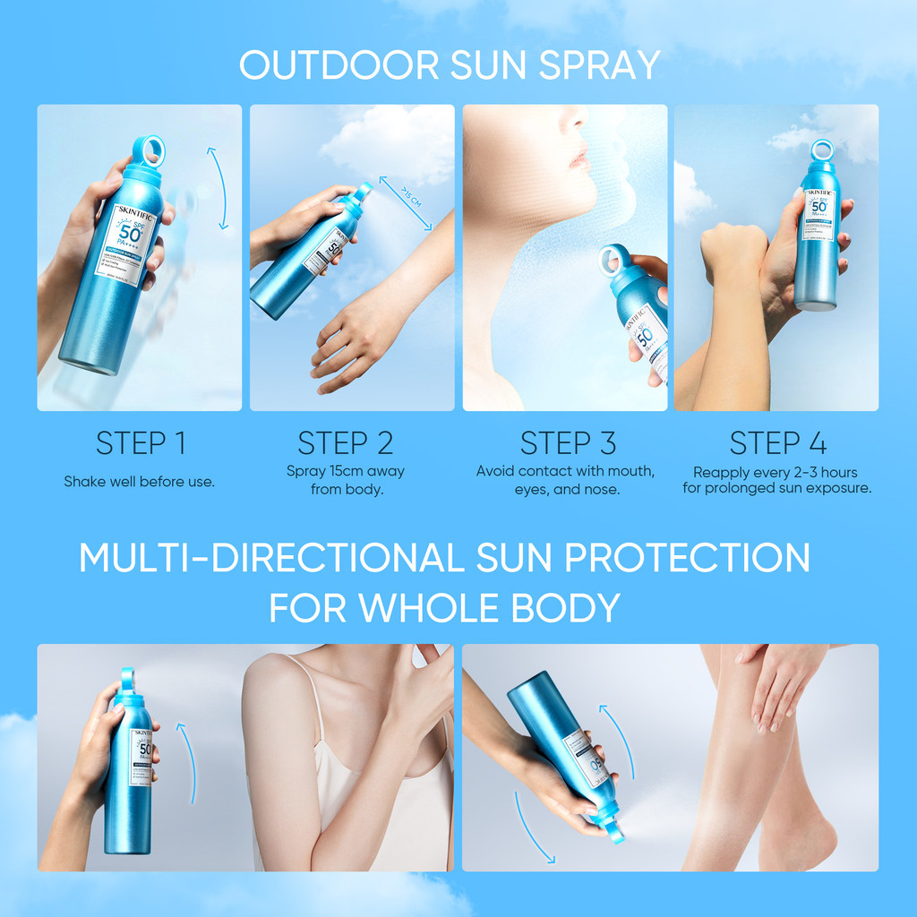 [NEW] SKINTIFIC Outdoor Sunscreen Spray SPF 50+ PA++++ 250ml Body ...
