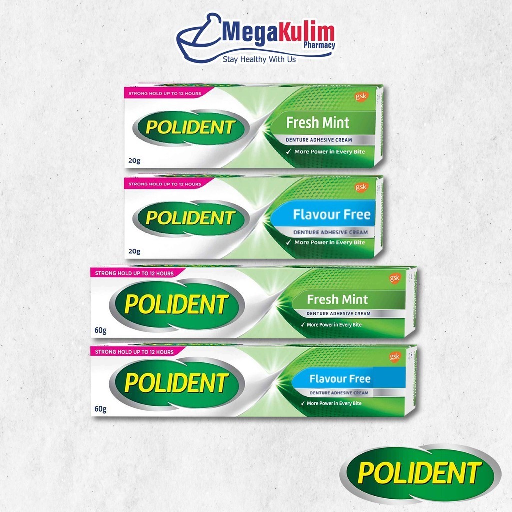 Polident Denture Adhesive Flavour Free / Fresh Mint (20g / 60g ...