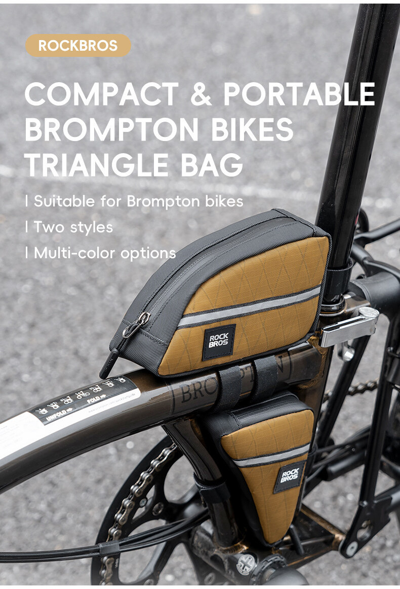 ROCKBROS Folding Bicycle Triangle Bag Wear Resistant Velcro Convenient ...