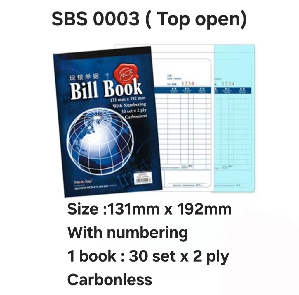 SBS Buku Bil Berkarbon SBS Bill Book 2ply NCR With Numbering Carbonless ...
