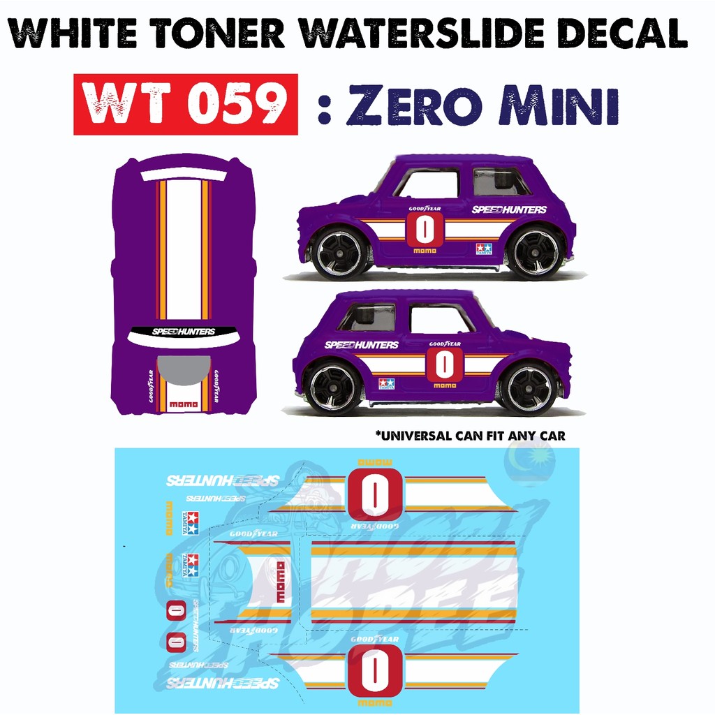 ZERO MINI Decals Hotwheels Tomica 1:64 diecast custom white toner ...